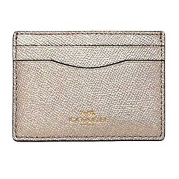 Coach | Bags | Coach New Card Case Platinum Crossgrain Leather | Poshmark